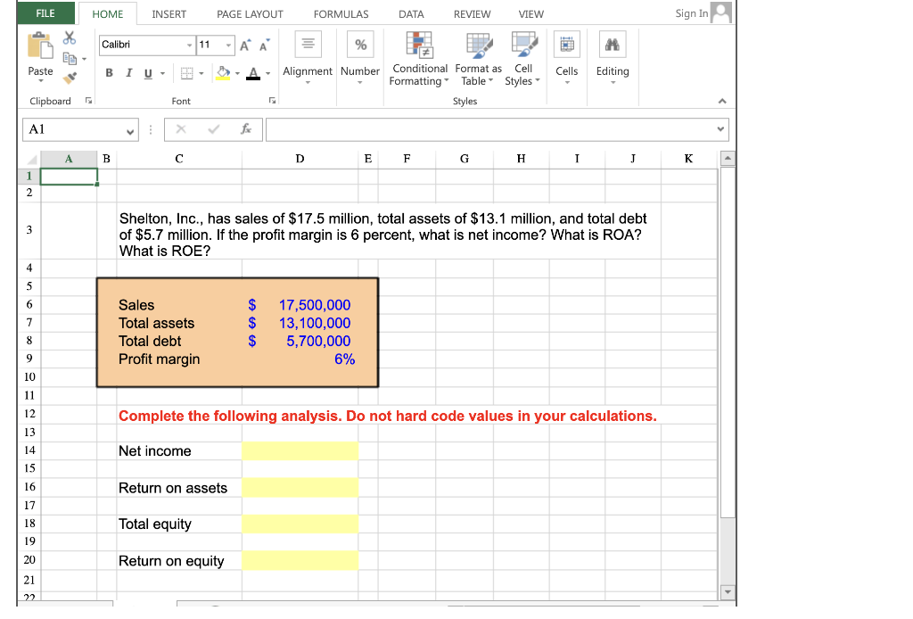 Solved FILE HOME INSERT PAGE LAYOUT FORMULAS DATA REVIEW | Chegg.com