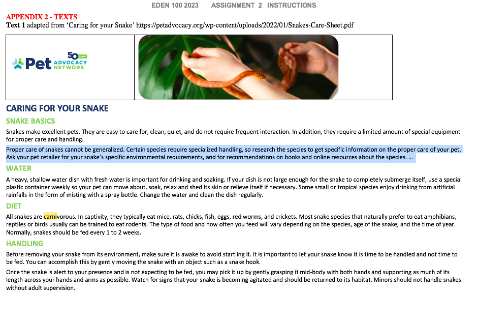 APPENDIX 2 - TEXTS Text 1 adapted from 'Caring for | Chegg.com
