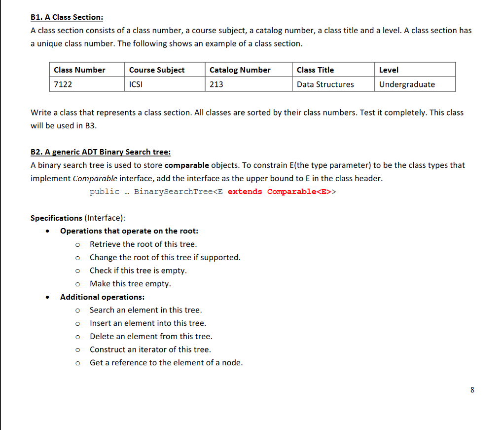 Solved B1. A Class Section: A class section consists of a | Chegg.com