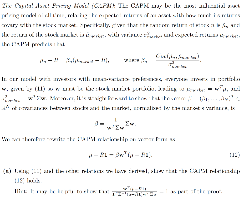 Solved The Capital Asset Pricing Model (CAPM): The CAPM may | Chegg.com