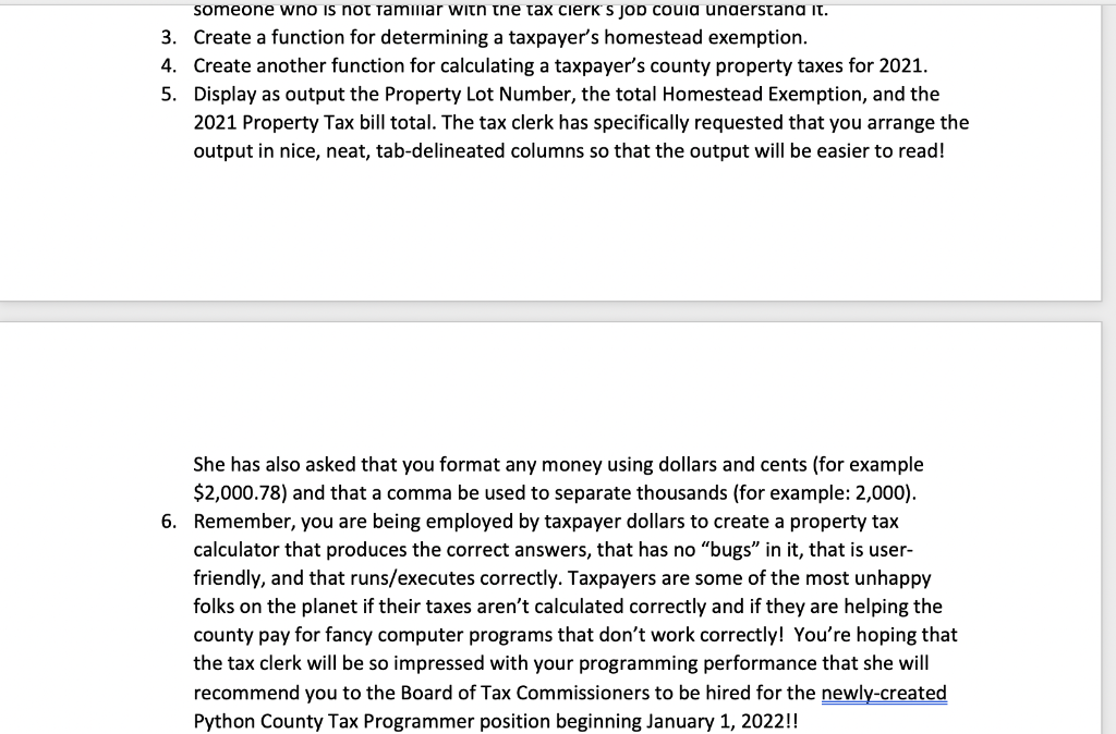 Solved County property taxes in Python County are based on | Chegg.com