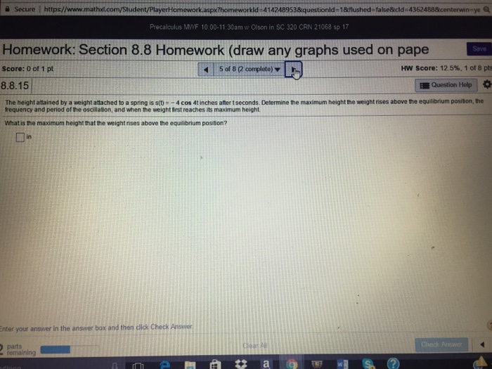 Solved Homework: Section 8.8 Homework (dr 1 of 8 (2 Score: 0 | Chegg.com Solved Homework: Section 8.8 Homework (dr 1 of 8 (2 Score: 0 | Chegg.com