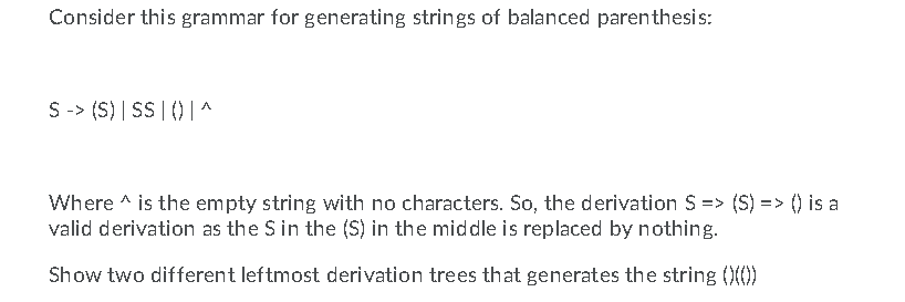 Solved Consider this grammar for generating strings of | Chegg.com