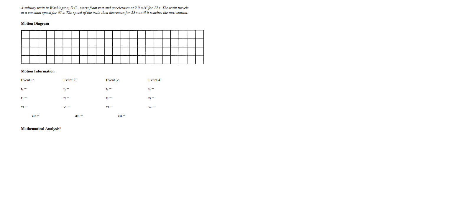 Solved A subway train in Washington, D.C., starts from rest | Chegg.com
