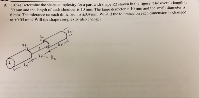 ( 10%) Determine the shape complexity for a part with | Chegg.com