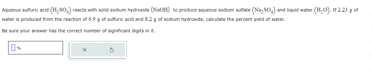 Solved Aqueous sulfuric acid (H2SO4) reacts with solid | Chegg.com