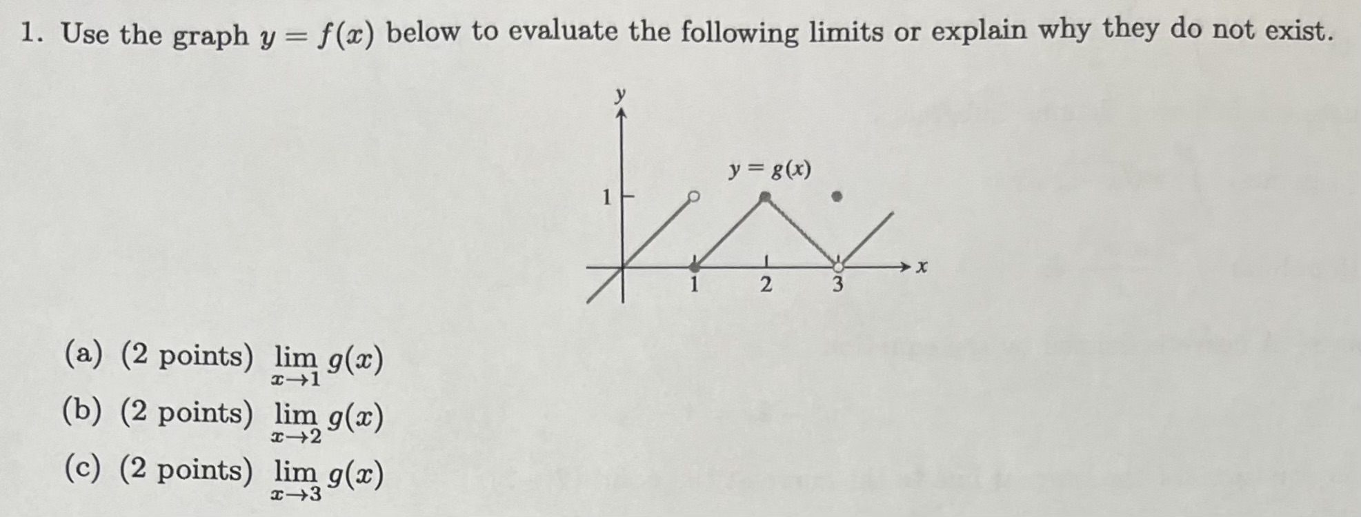 Solved 1. Use the graph y=f(x) below to evaluate the | Chegg.com