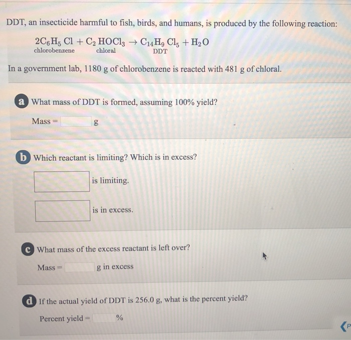 Solved DDT, an insecticide harmful to fish, birds, and | Chegg.com