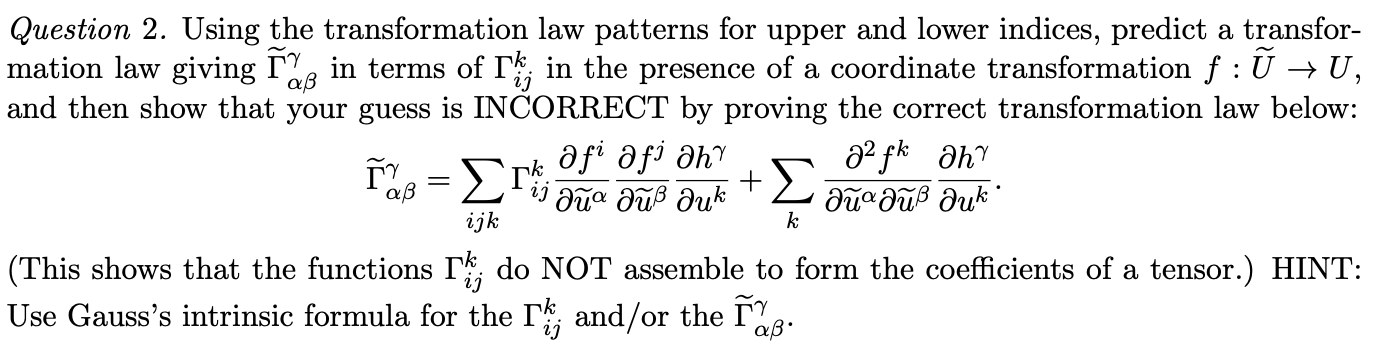 Solved Question 2. Using the transformation law patterns for | Chegg.com