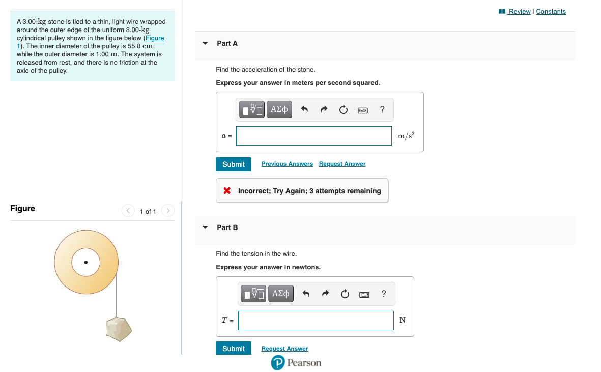 Solved Review Constants Part A A3.00-kg stone is tied to a | Chegg.com