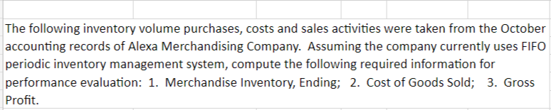 Solved The following inventory volume purchases, costs and | Chegg.com