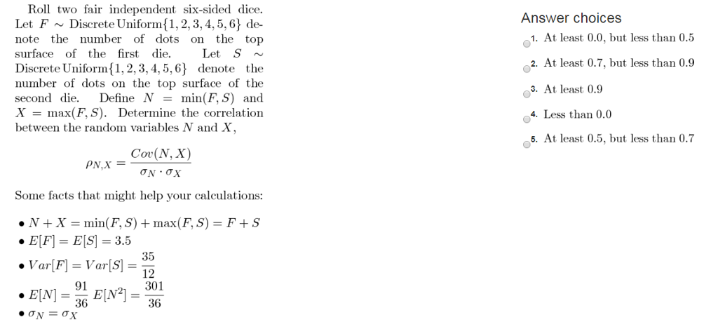 Solved Roll two fair independent six-sided dice. Let F~ | Chegg.com
