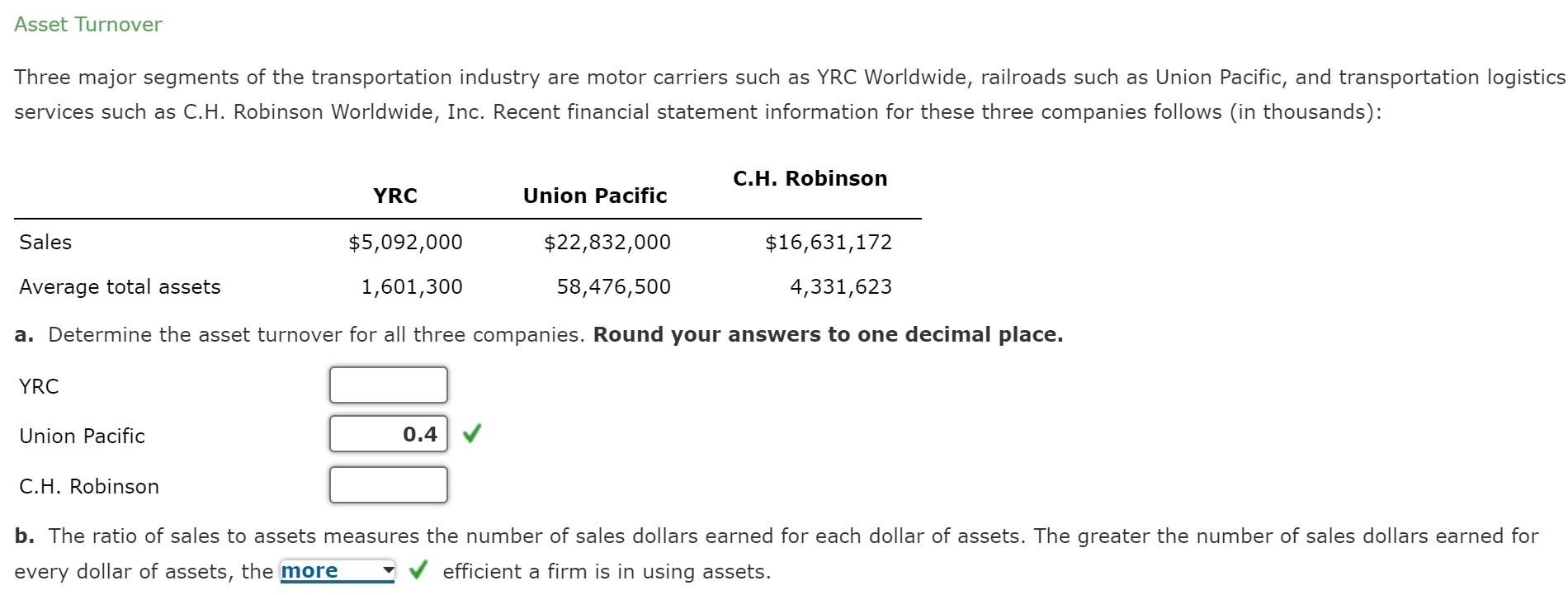 Solved Three major segments of the transportation industry | Chegg.com