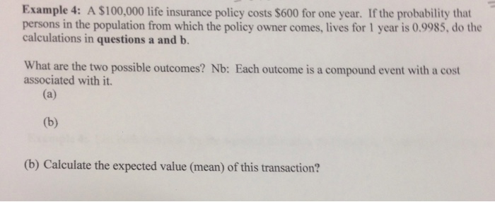 Solved A $100,000 life insurance policy costs $ 600 for one | Chegg.com