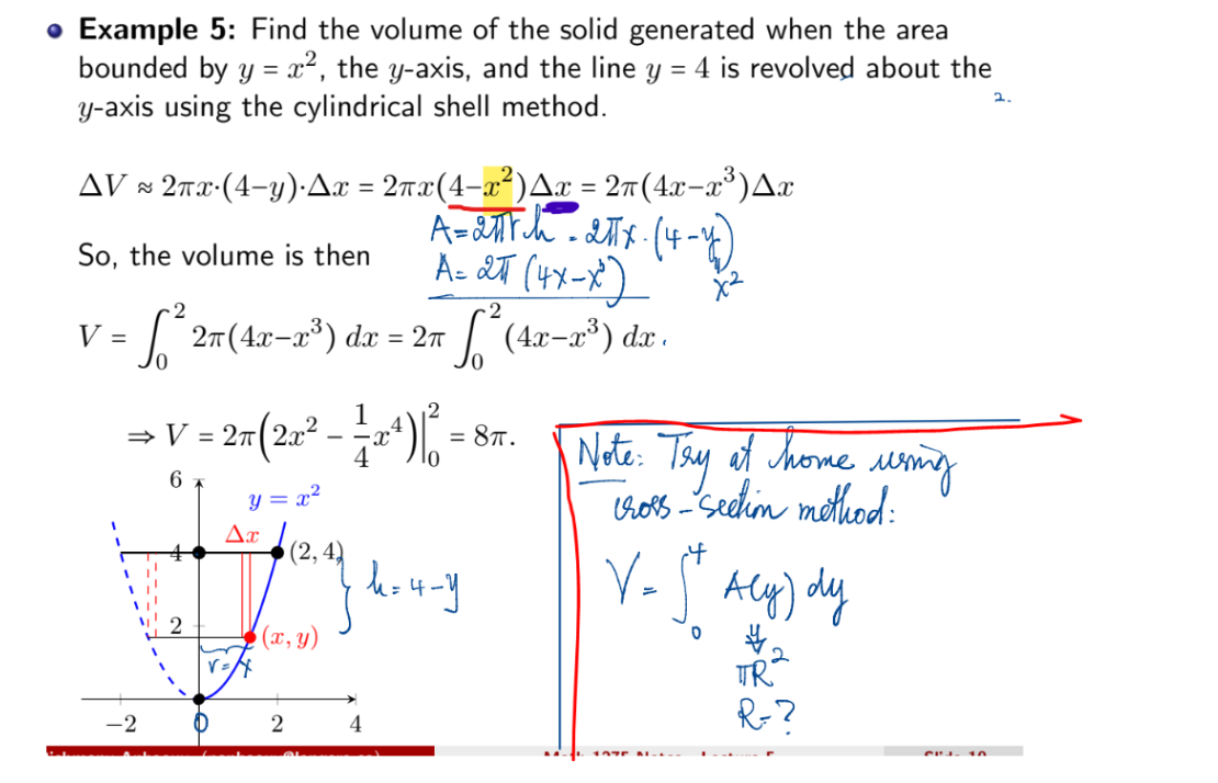 Solved Example 5: Find the volume of the solid generated | Chegg.com