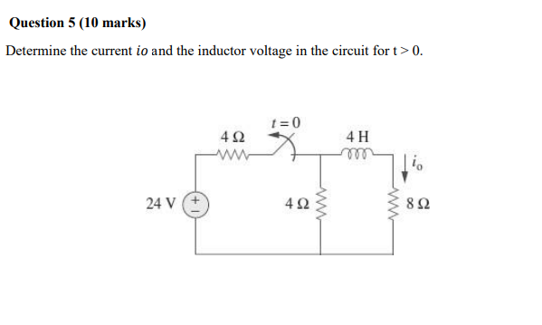 Solved Determine the current io and the inductor voltage in | Chegg.com