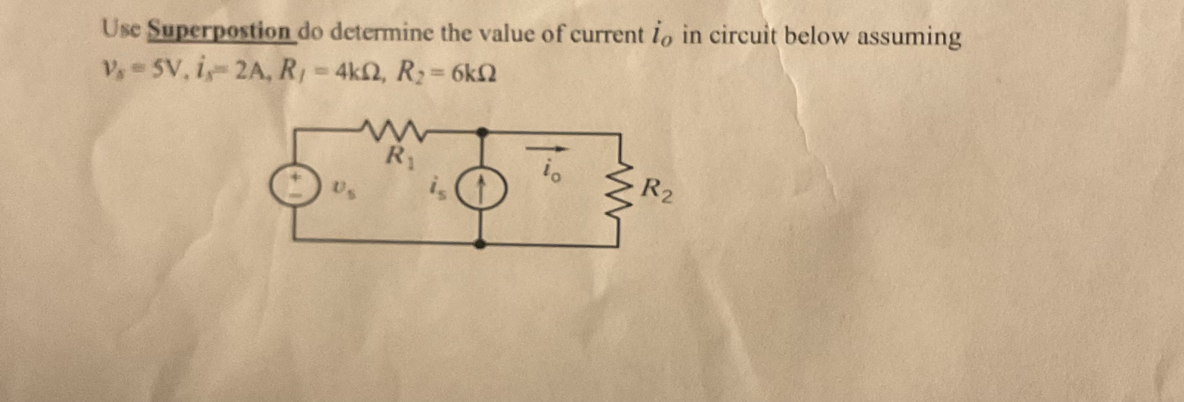 Solved Use Superpostion do determine the value of current io | Chegg.com