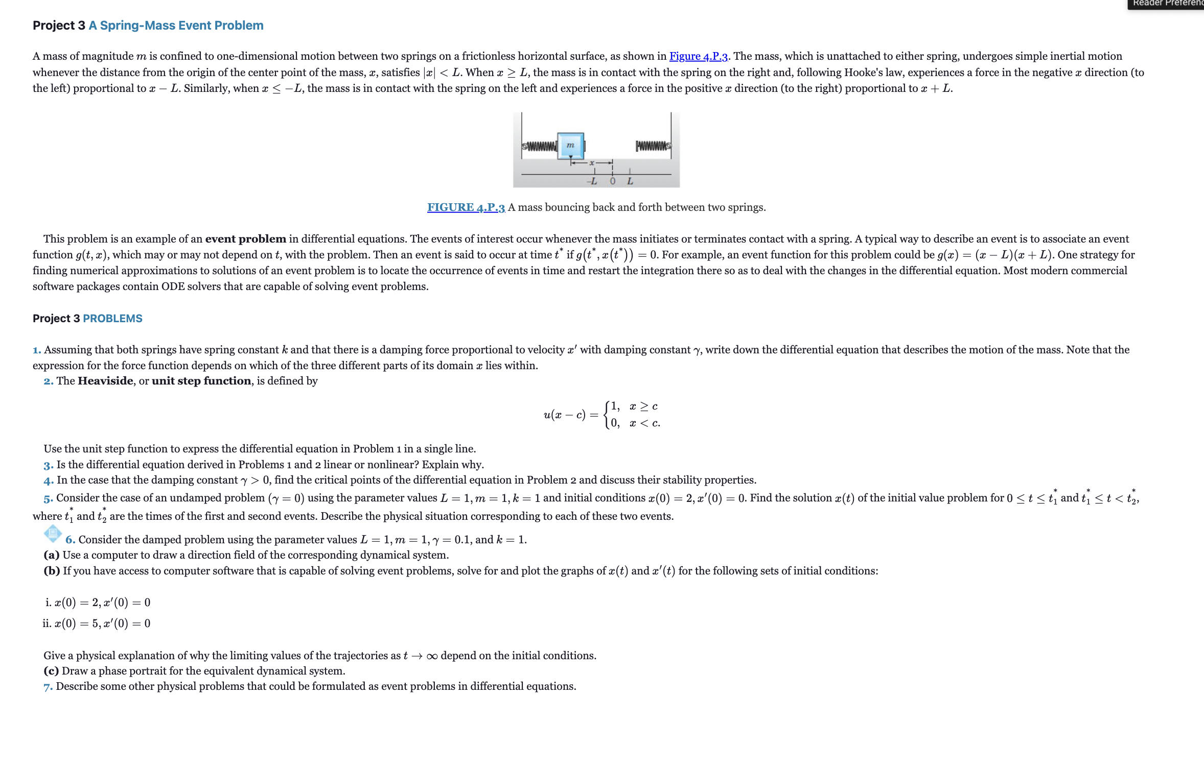 Solved Project 3 ﻿A Spring-Mass Event ProblemI need help on | Chegg.com