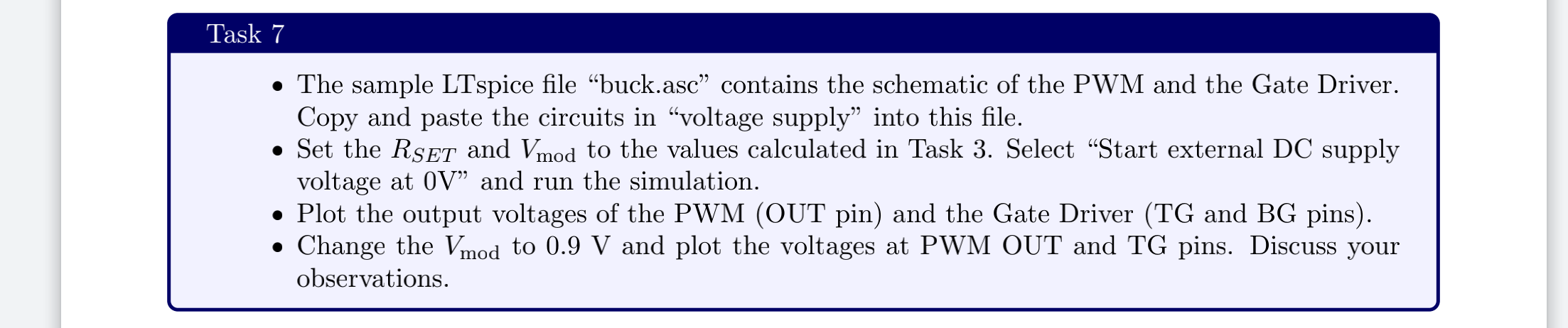 Task 7 • The sample LTspice file “buck.asc” contains | Chegg.com