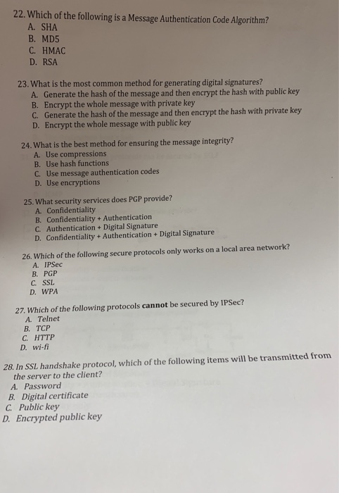 Solved 22. Which of the following is a Message | Chegg.com