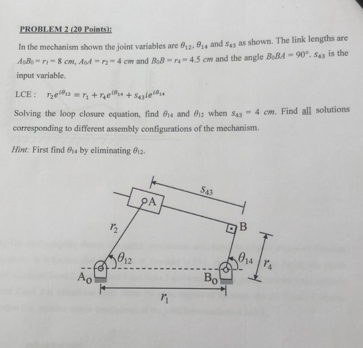 Solved PROBLEM 2 (20 ﻿Points):In ﻿the mechanism shown the | Chegg.com