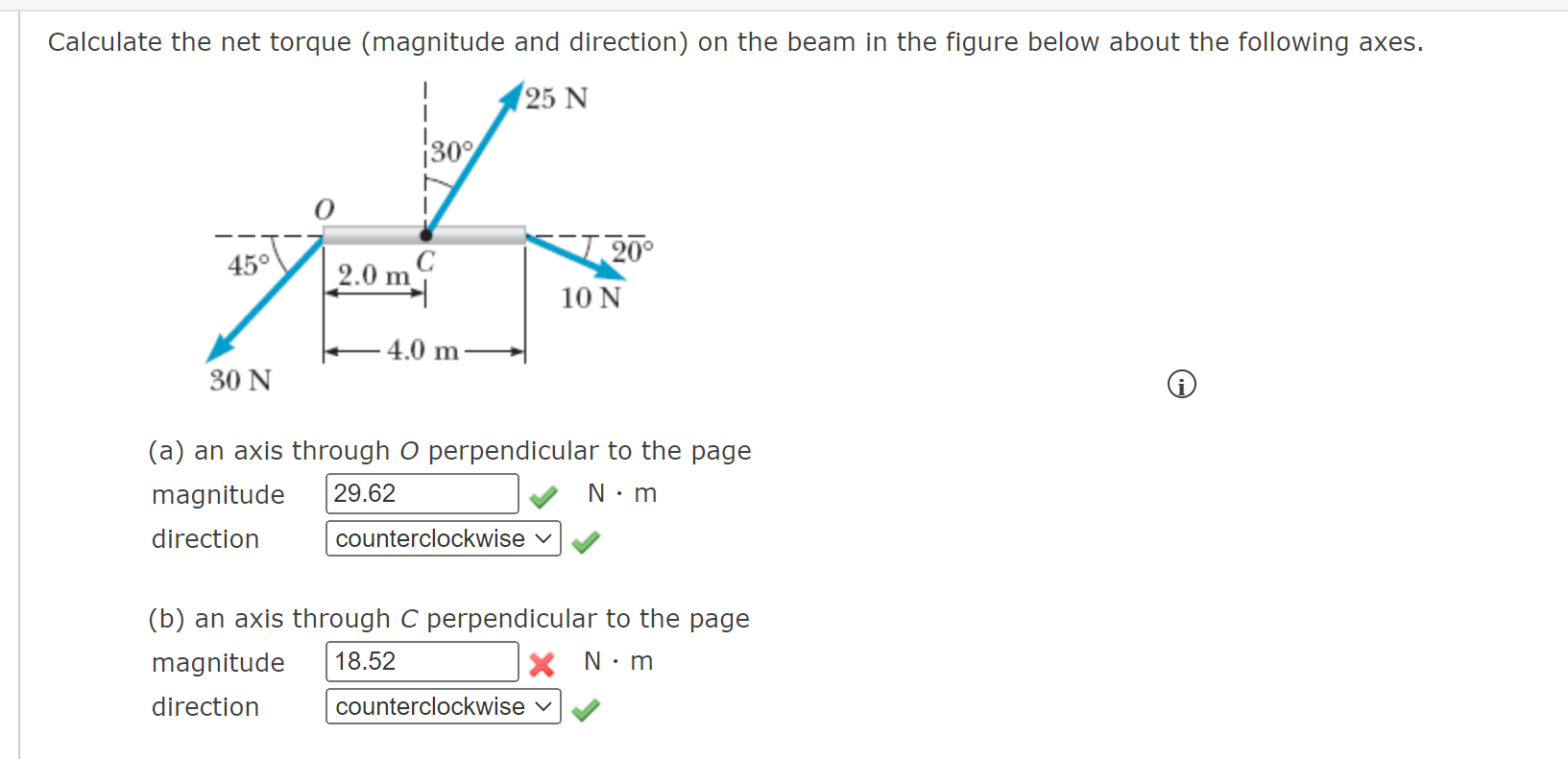 Solved Calculate the net torque (magnitude and direction) on | Chegg.com