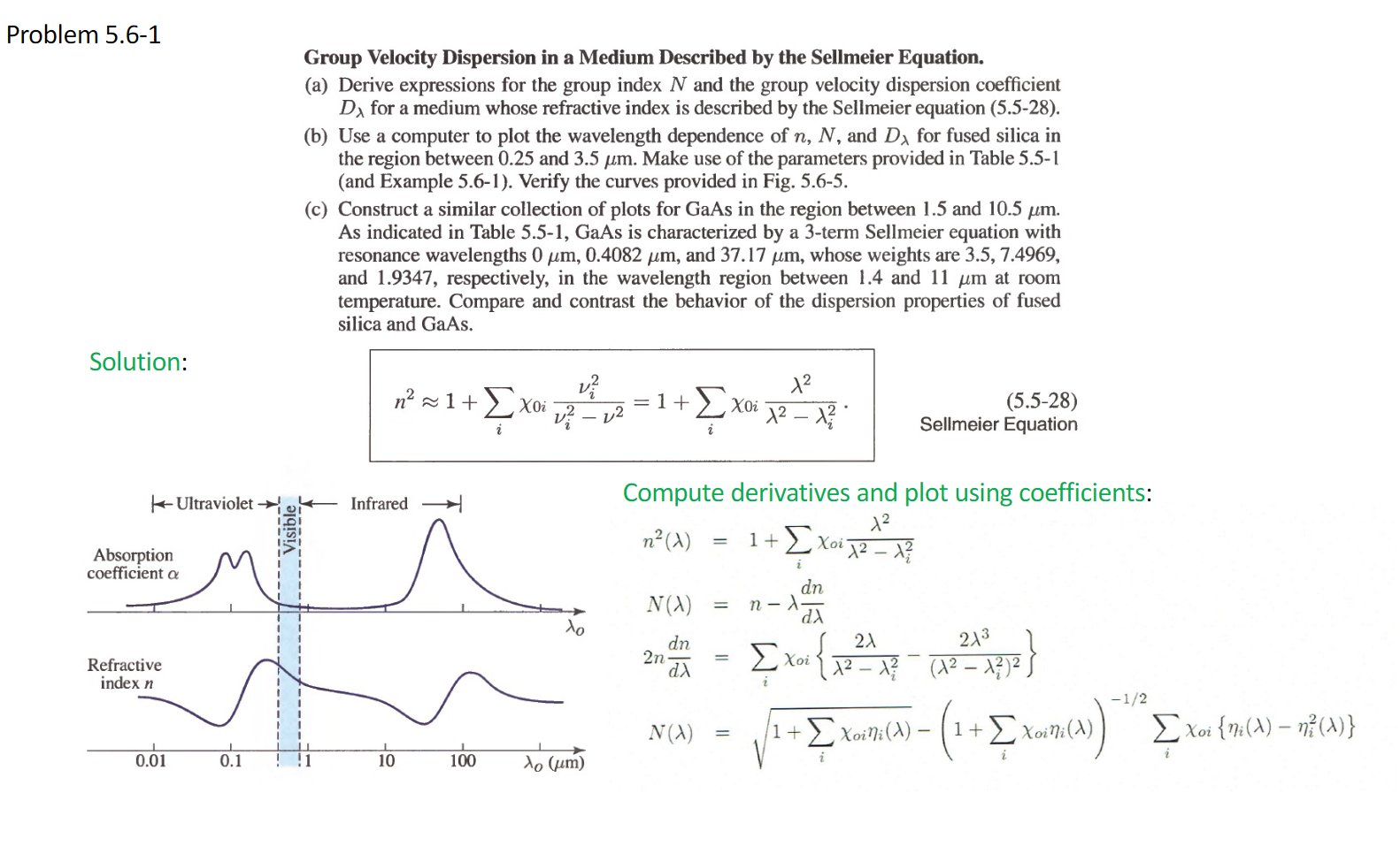 Problem 5.6-1 Group Velocity Dispersion in a Medium | Chegg.com