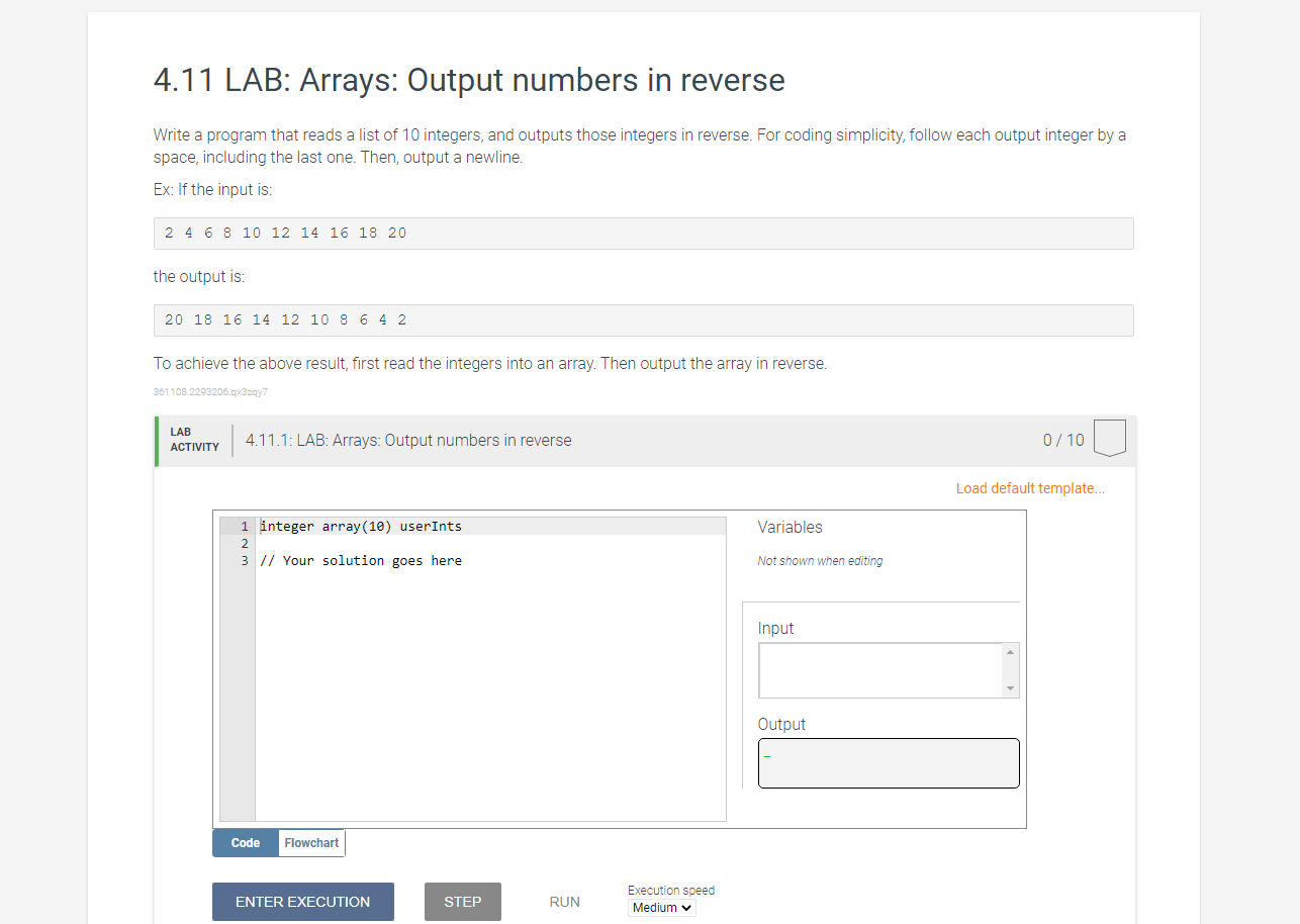 Solved 4 11 LAB Arrays Output Numbers In Reverse Write A Chegg