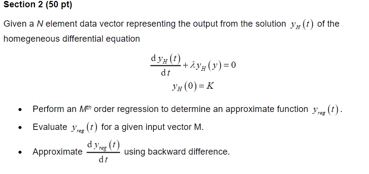 Section 2 (50 pt) Given a N element data vector | Chegg.com