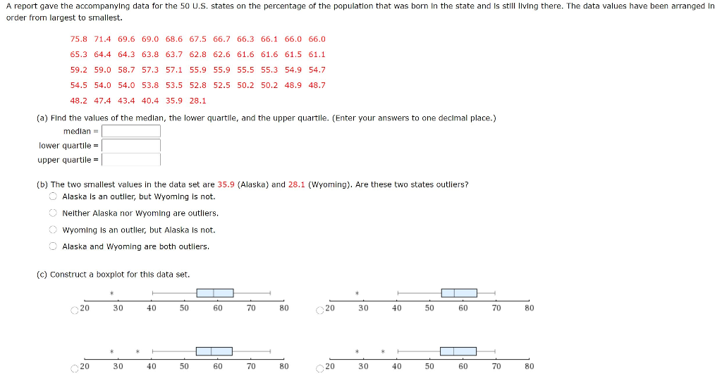Solved A report gave the accompanying data for the 50 U.S. | Chegg.com