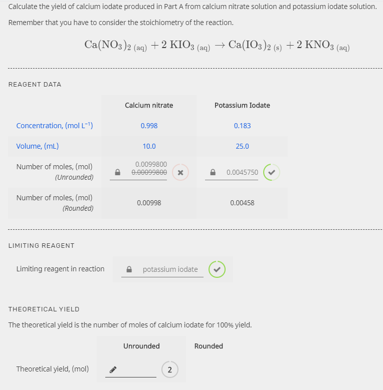 Solved Calculate the yield of calcium iodate produced in | Chegg.com