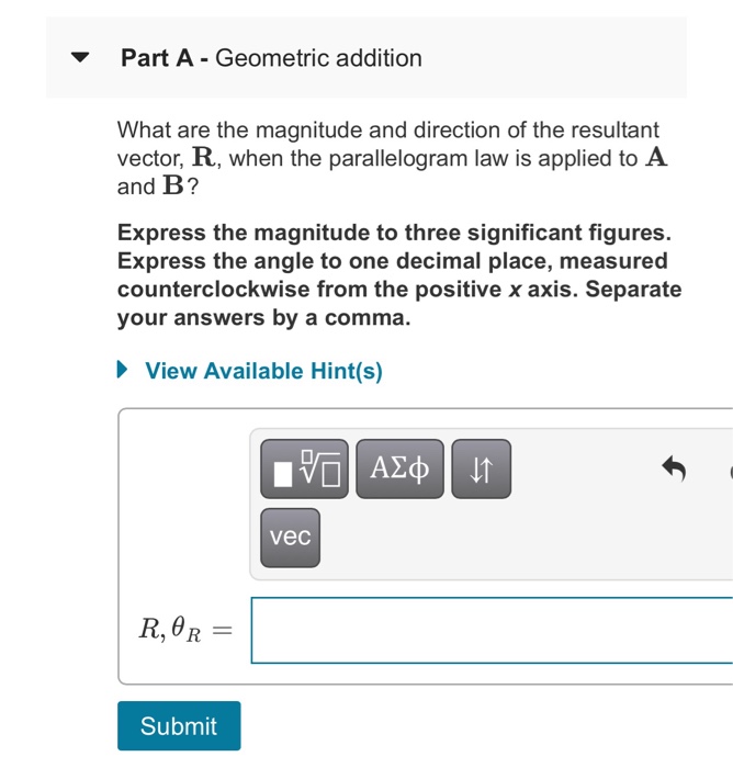 Solved Learning Goal: To use geometric and component | Chegg.com