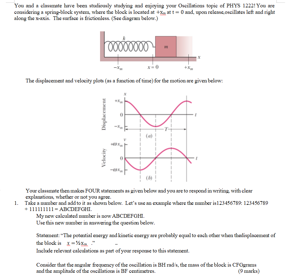 Solved *With the number being used, let the each individual | Chegg.com