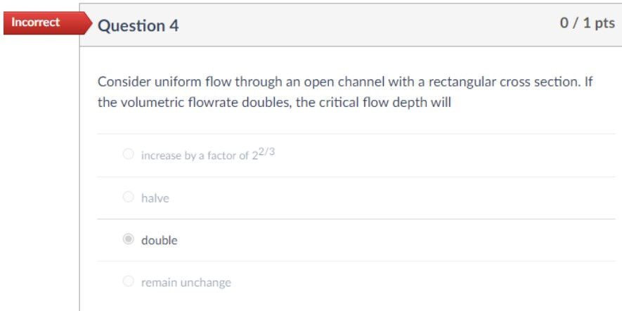 Solved Incorrect Question 4 0 / 1 pts Consider uniform flow | Chegg.com