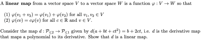 Solved A linear map from a vector space V to a vector space | Chegg.com