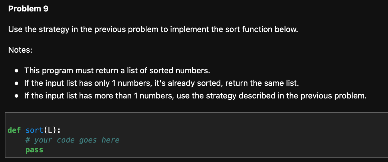 Solved Go through the following strategy to sort this list | Chegg.com