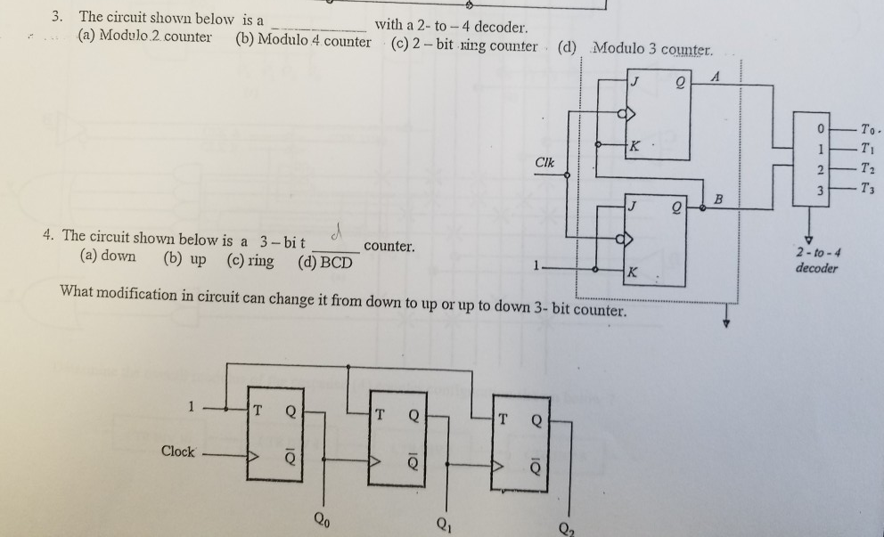 Solved The circuit shown below is a (a) Modulo 2 counter 3. | Chegg.com