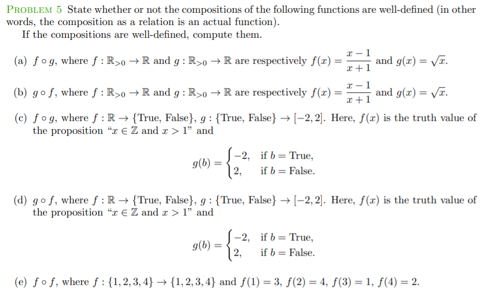 Solved PROBLEM 5 State whether or not the compositions of | Chegg.com
