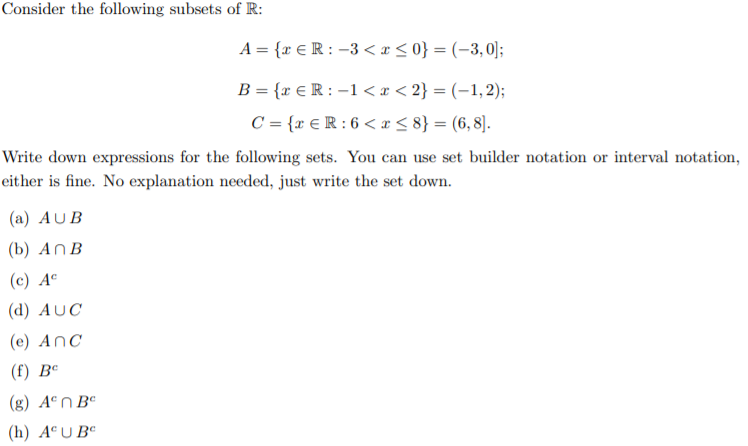 Solved Consider the following subsets of R: A= {r ER:-3