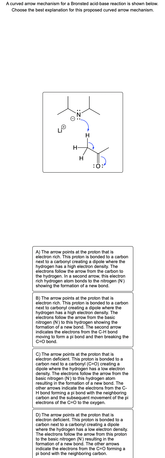 Solved A curved arrow mechanism for a Bronsted acid-base | Chegg.com