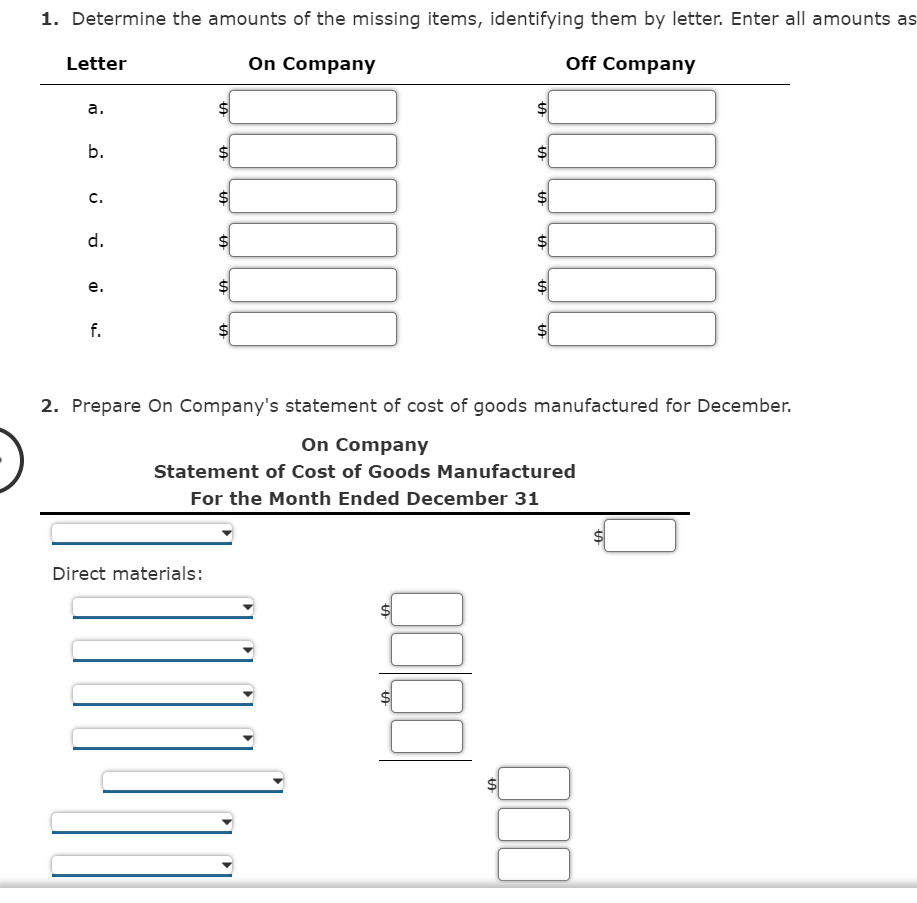 Solved Manufacturing Income Statement Statement Of Cost Of Chegg