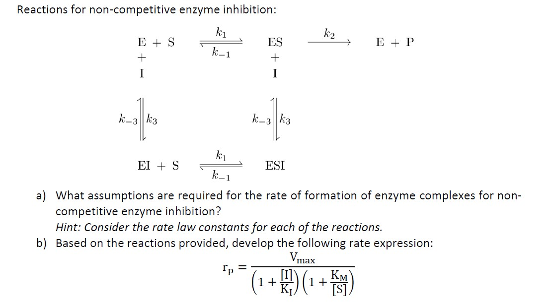 Solved Reactions for non-competitive enzyme inhibition: ki G | Chegg.com