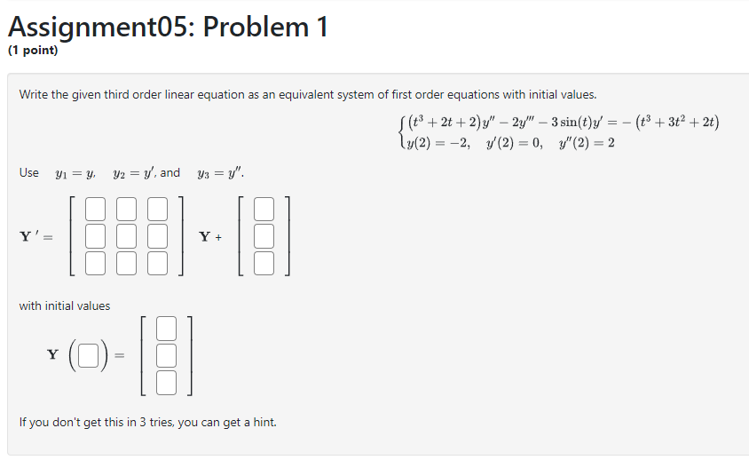 Solved Write the given third order linear equation as an | Chegg.com