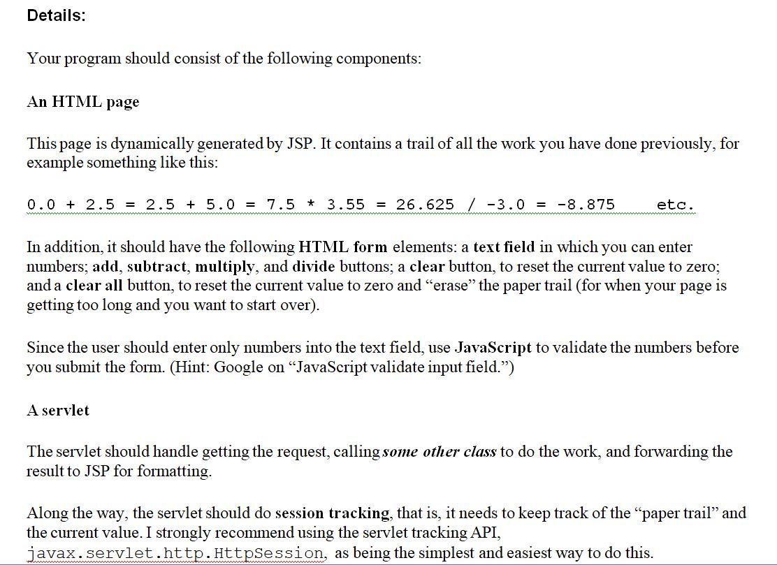 Solved Coding in JSP and Servlets: Please do not copy from | Chegg.com