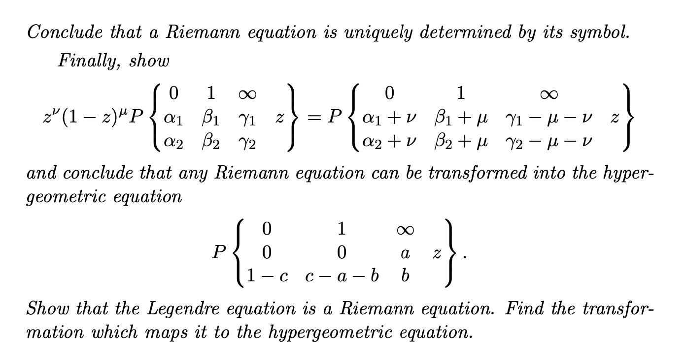 ZO 22 a 1 z Problem 4.18 (Riemann equation). A | Chegg.com