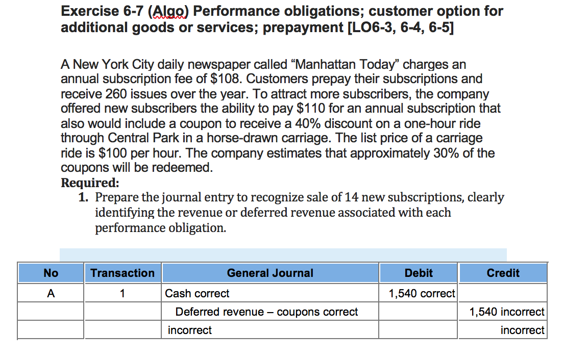 Solved Exercise 6 6 Algo Performance Obligations Customer