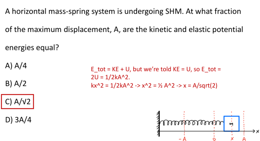Solved A horizontal mass-spring system is undergoing SHM. At | Chegg.com