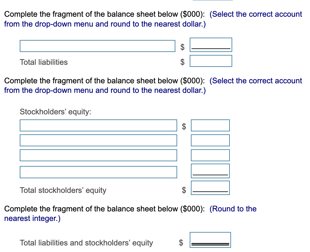 Solved Balance sheet preparation Use the appropriate items | Chegg.com