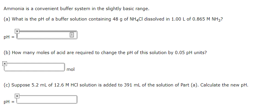 Solved Ammonia is a convenient buffer system in the slightly | Chegg.com