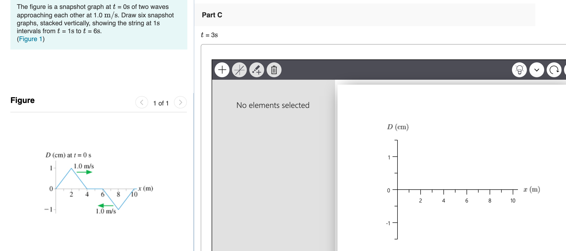 Solved The figure is a snapshot graph at t = Os of two waves | Chegg.com